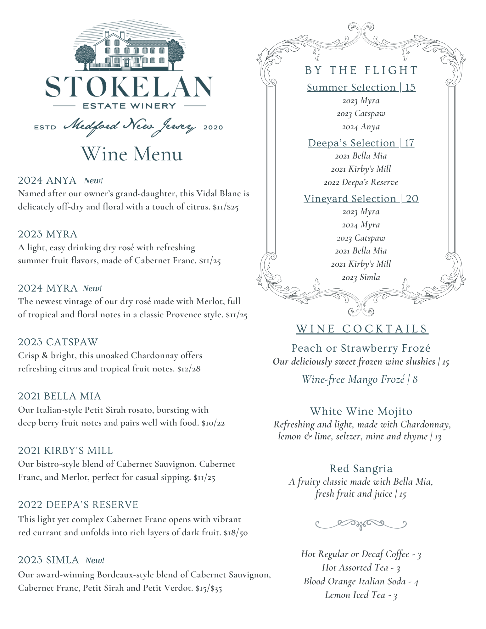 Menus - Stokelan Estate Winery