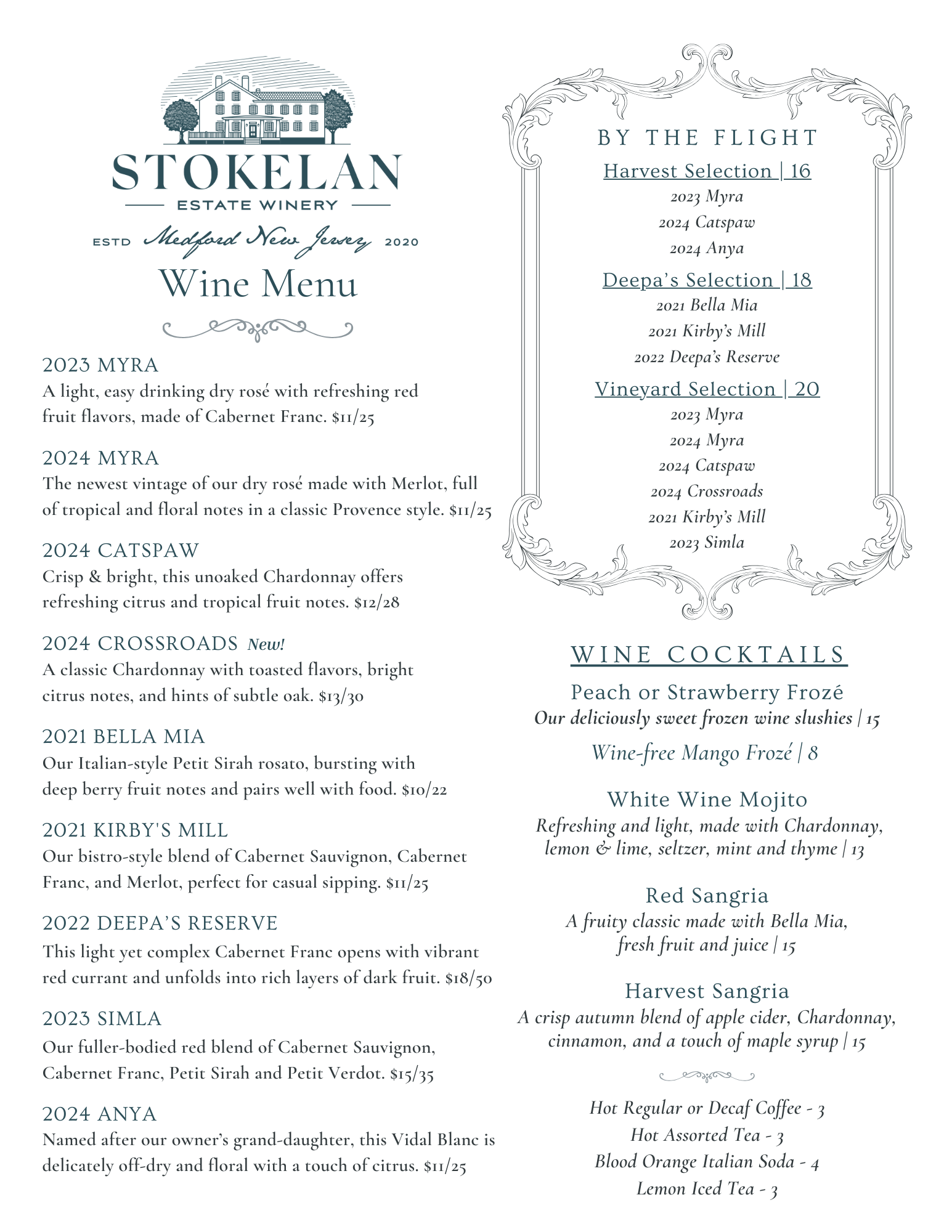 Menus - Stokelan Estate Winery